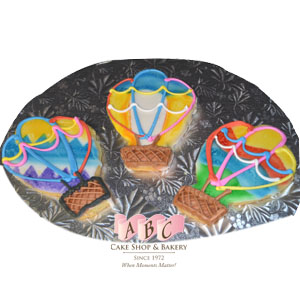 (1108) Hot Air Balloon Iced Cookies - ABC Cake Shop & Bakery