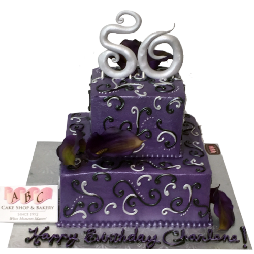 (1803) 2 Tier Square Melted Color Cake - ABC Cake Shop & Bakery